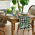 Lucky Shamrock St. Patrick's Day Linen Table Runner Spring Black and ...