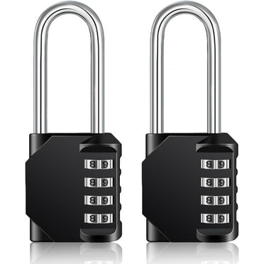 QiShi Long Shackle Padlock 4 Pack, 4 Digit Combination Lock, Resettable ...