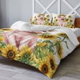 4 Piece Duvet Cover Set Twin, Watercolor Blossom Sunflower Pig Soft ...