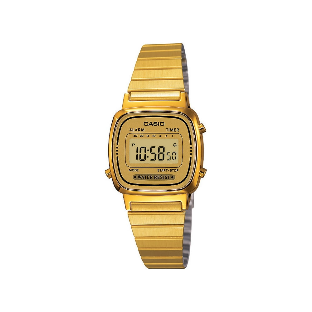 Casio - Casio Women's Gold-Tone Classic Digital Watch LA670WGA-9 ...
