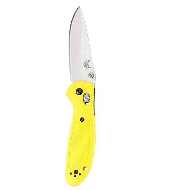 Benchmade Mini Griptilian EDC Manual Open Folding Knife Yellow Handle ...