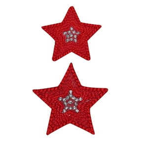 ID 1054A Red Patriotic Star Patch America Craft Embroidered Iron On ...