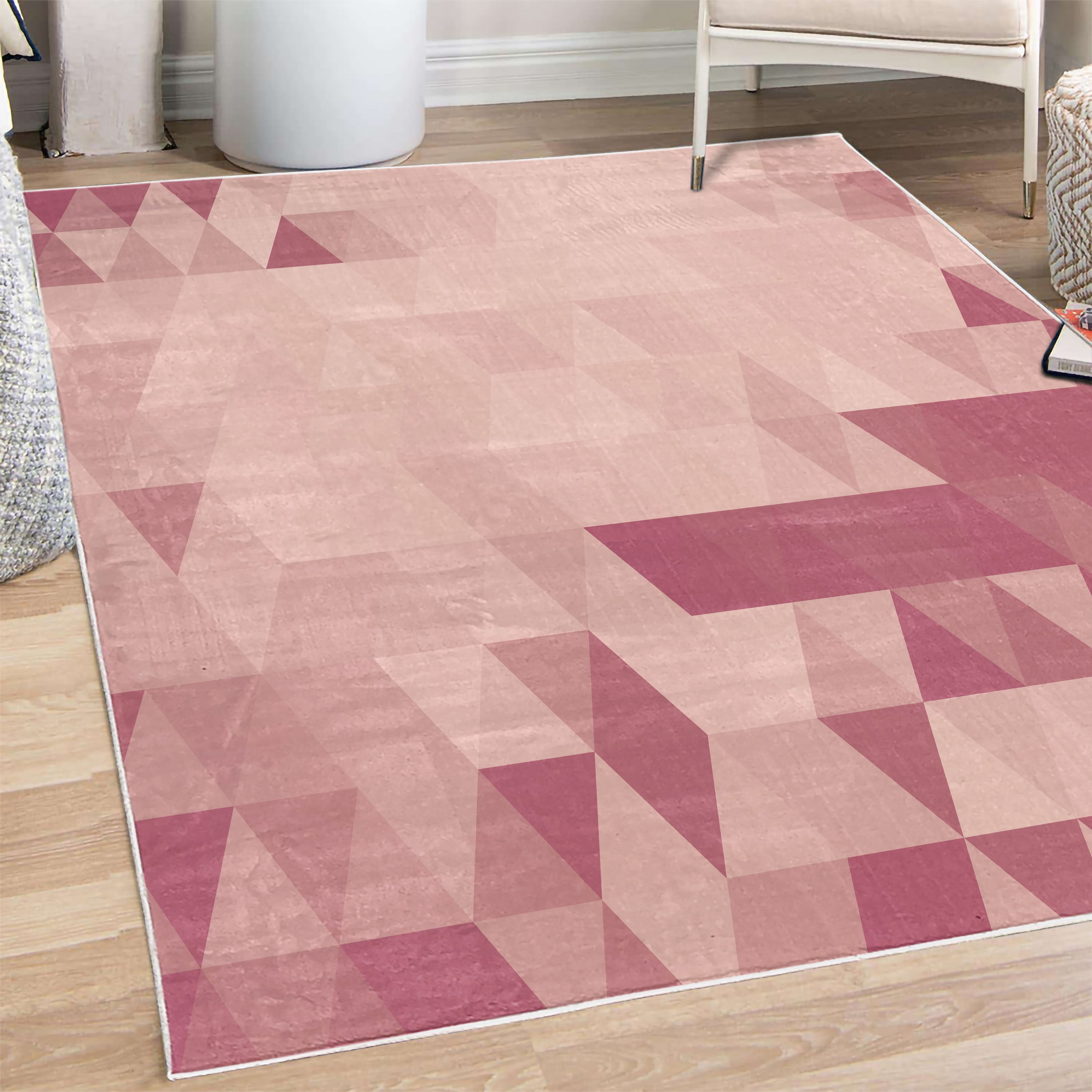 Geometric Decorative Rug, Triangle Mosaic Shapes Patterns with Abstract ...
