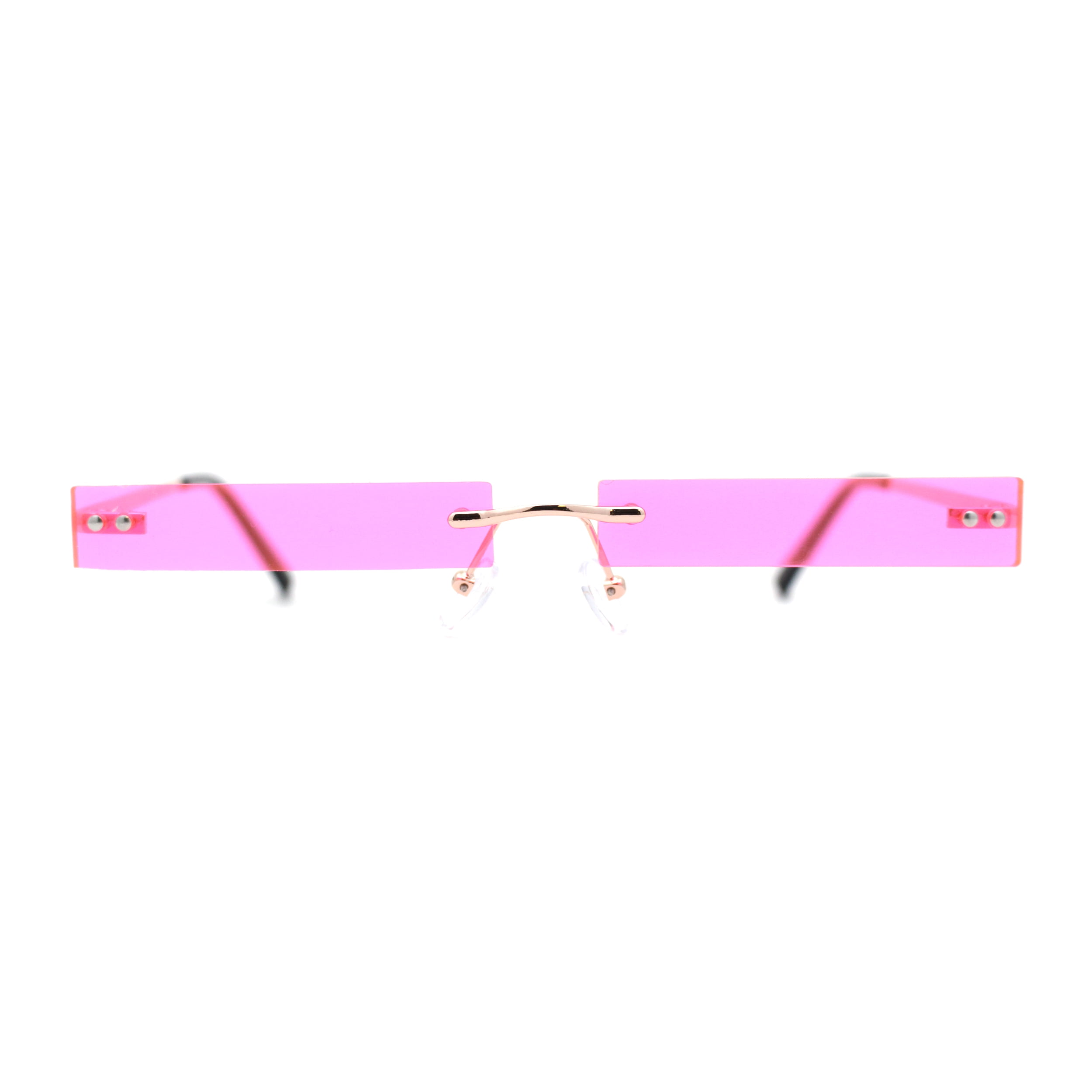 Rimless Avant Garde Slit Narrow Lens Pimp Shade Sunglasses Gold Pink ...