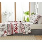 Smuge Christmas Red Gray Snowflake Bedding Sets Twin Size Reindeer ...
