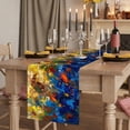Blue Yellow Green Burlap Cotton Table Runner 18x72 Inches Long, Modern ...