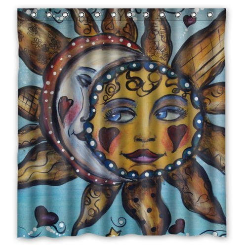 Mohome Sun Moon Shower Curtain Waterproof Polyester Fabric Shower