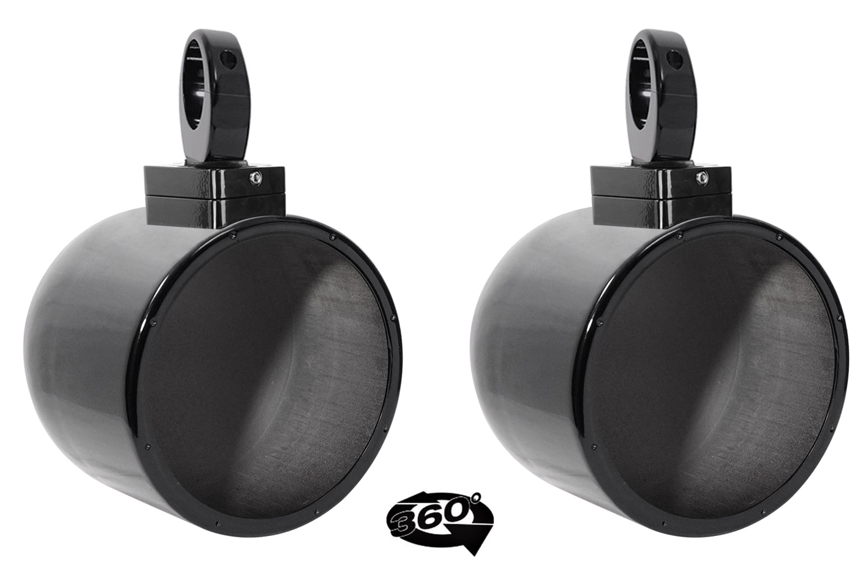 Boat Audio Speaker Pods Pair MAC80B 7.7" Black Aluminum Wakeboard Tower ...