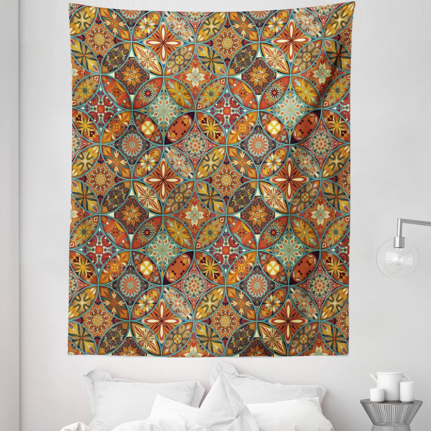 Flower Tapestry, Circular Geometric Shape of Mandala Oriental Style of ...