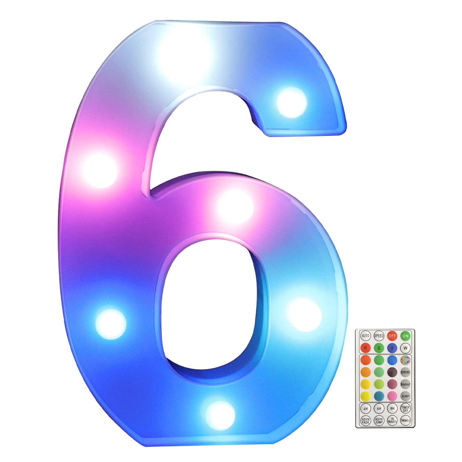 Hesroicy LED Number Lights Colorful with Remote - 16 Colors, 4 Flashing ...