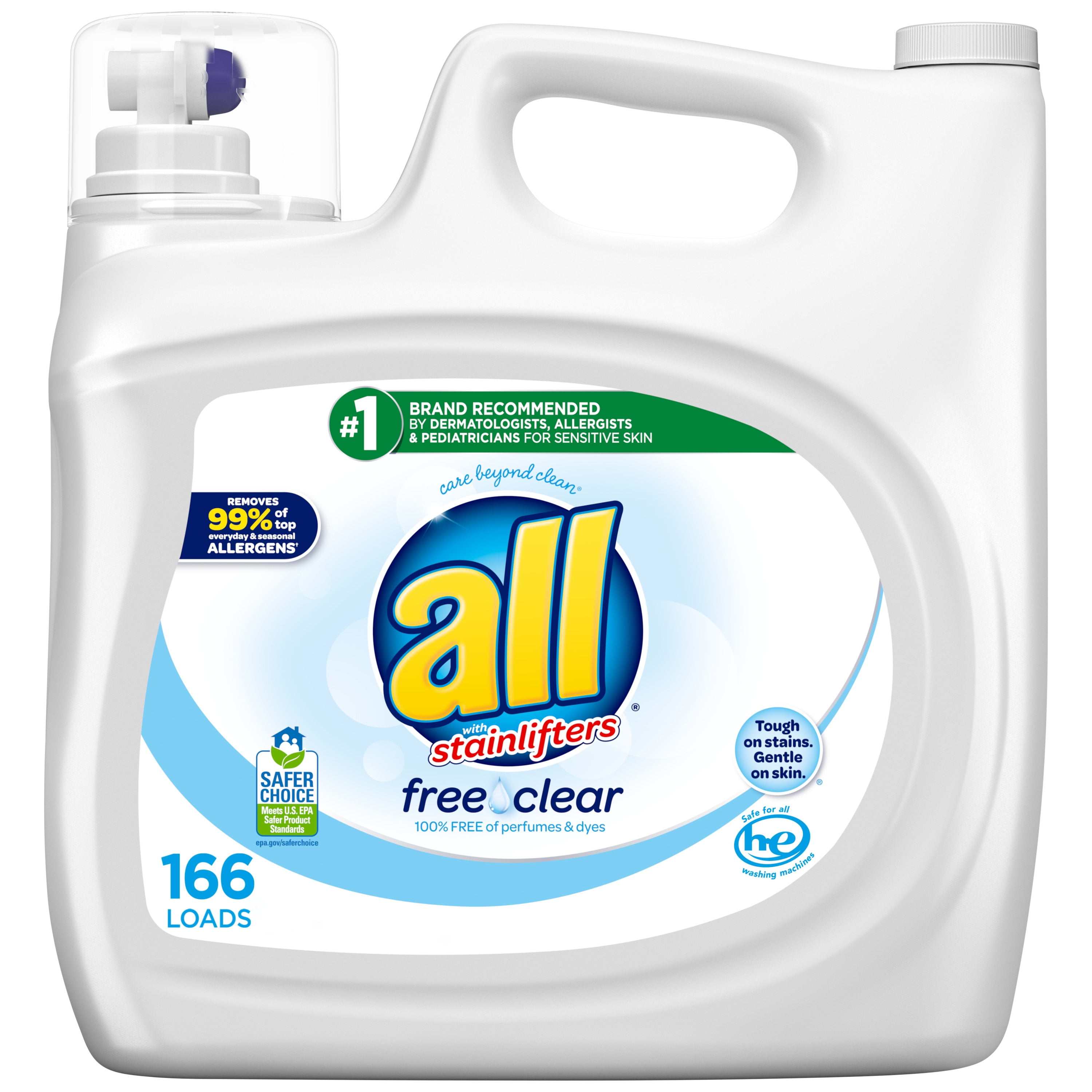 all Liquid Laundry Detergent Free Clear for Sensitive Skin, 250 Ounce ...