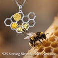 Bee Necklace for Women Sterling Silver Beehive Amber Pendant Jewelry ...