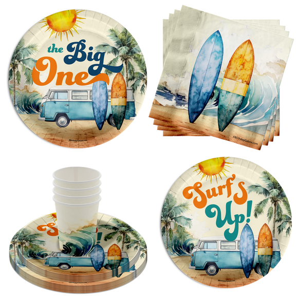 Surfs Up Birthday Party Supplies Tableware Set Includes Plates Napkins ...