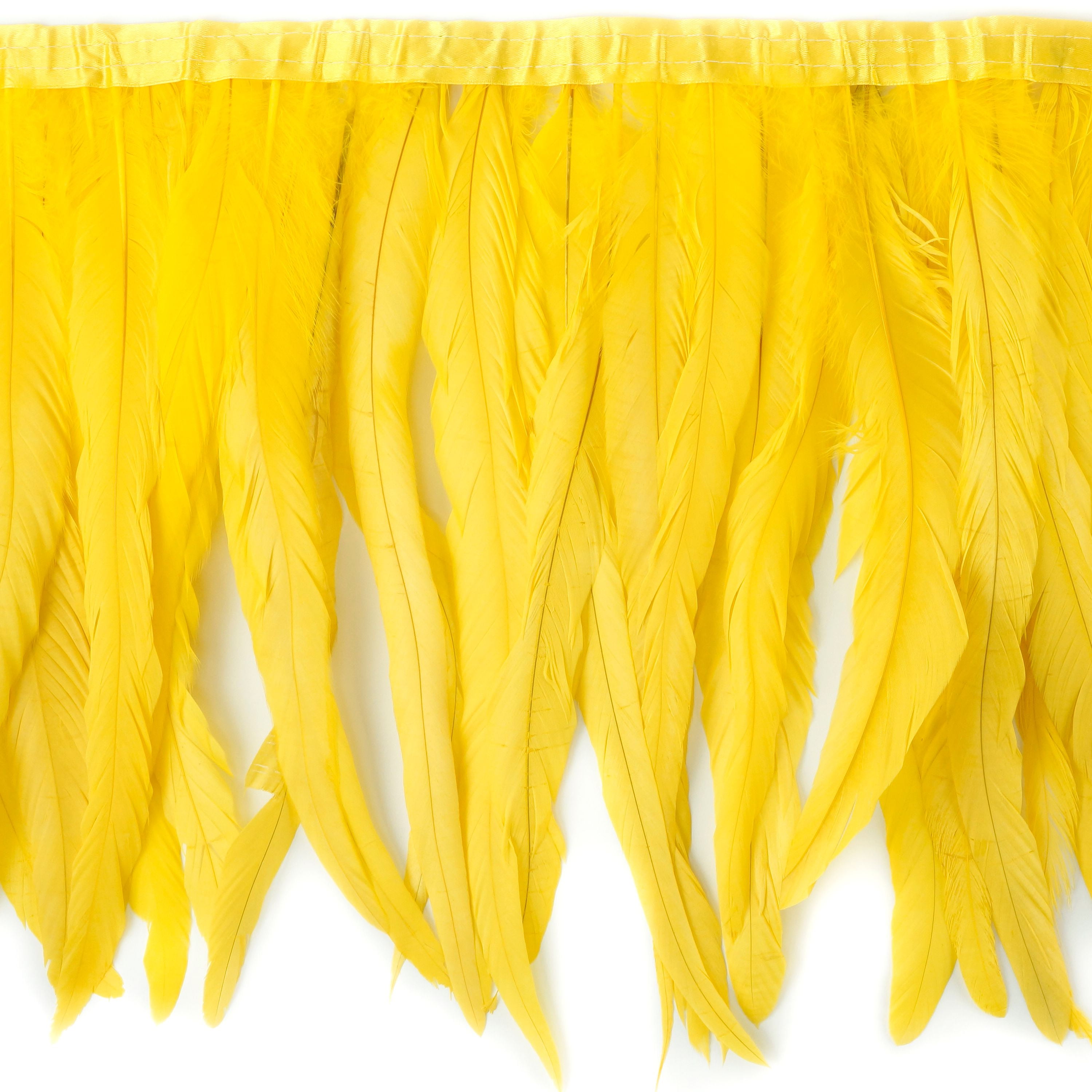 ZUCKER™ Bleach Dyed Rooster Coque Tail Feather Fringe - Bright Yellow ...