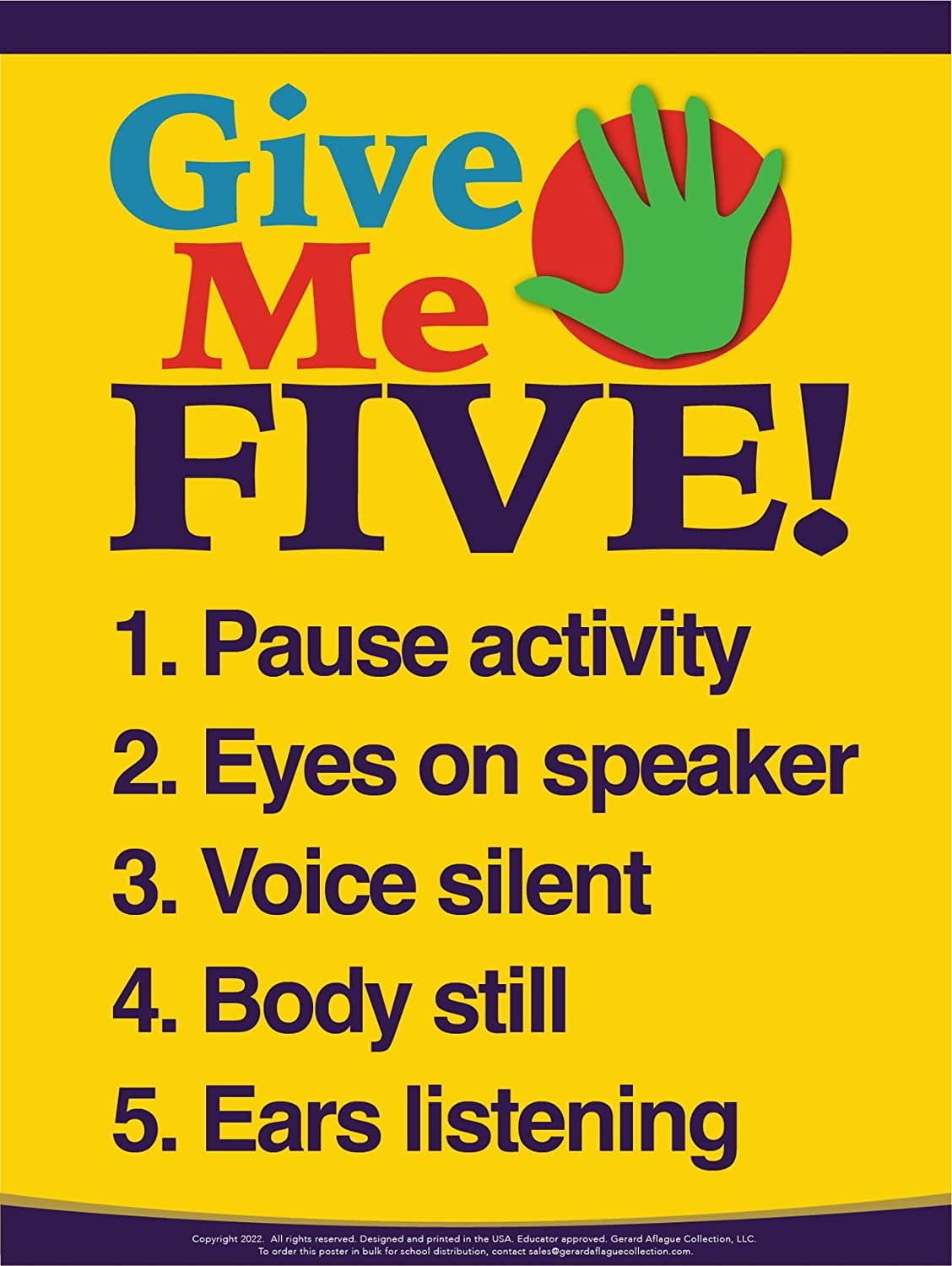 Gerard Aflague Collection - Give Me Five Classroom Management Poster ...