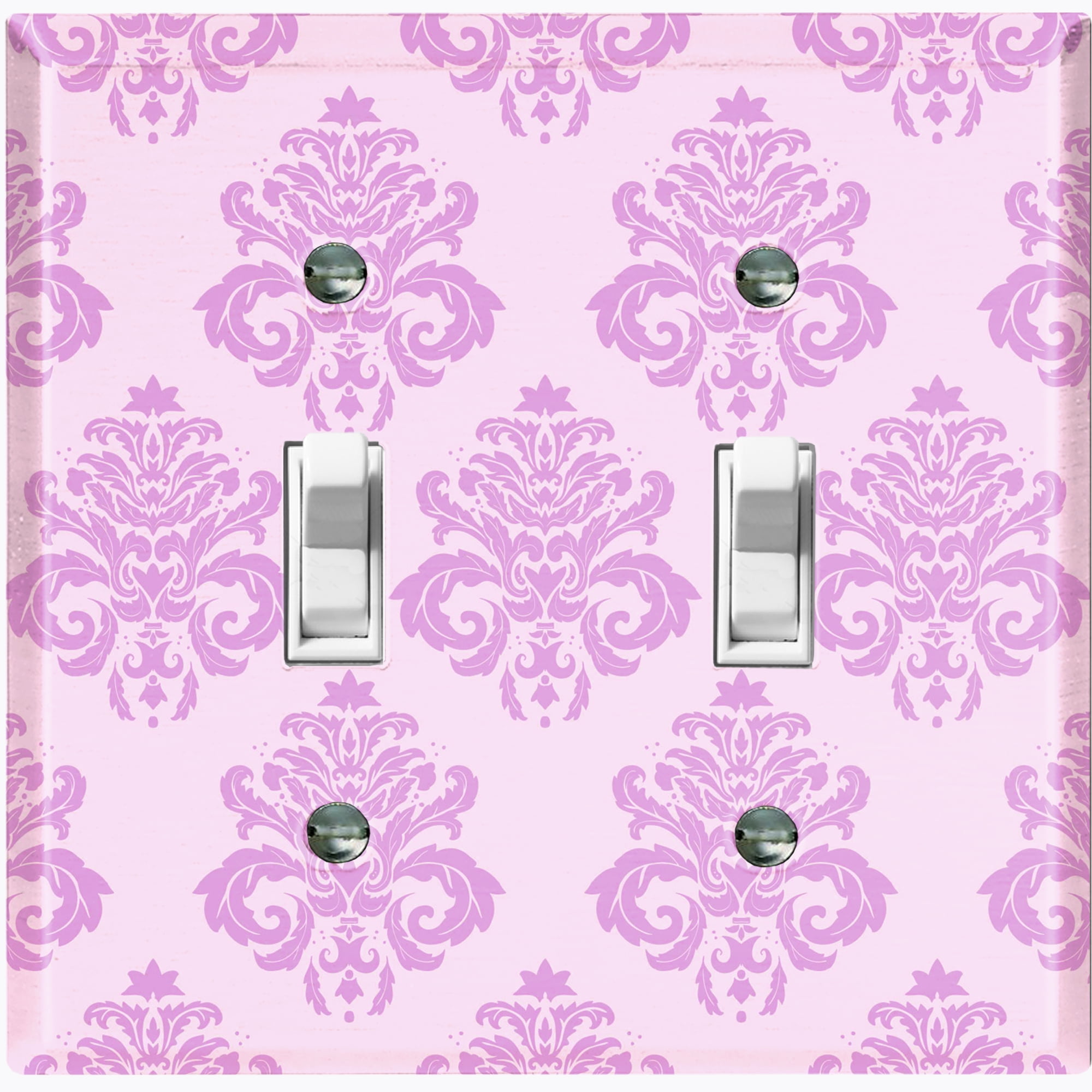 Metal Light Switch Plate Outlet Cover (Damask Pink - Double Toggle ...