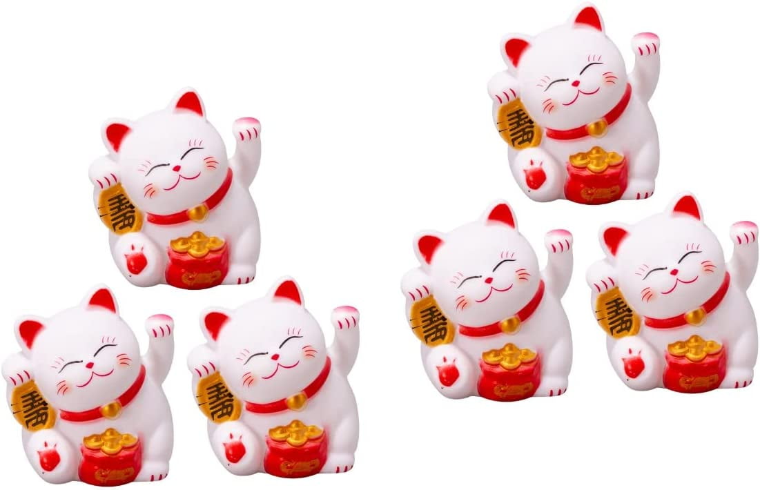 DanceeMangoos 6 Pcs Mini Lucky Cat Statue Tiny Maneki Neko Micro ...