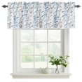 Blue and Grey Leaf 2 Panels Kitchen Valance, Abstract Farmhouse Plants ...
