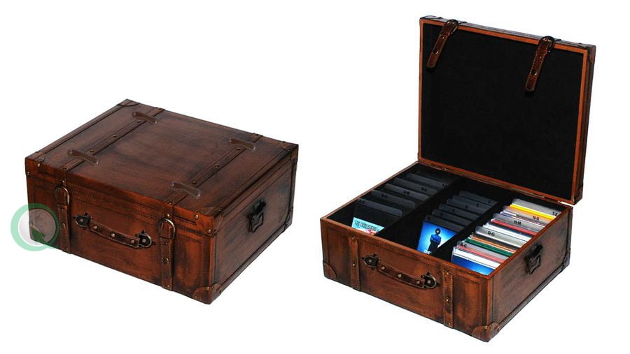 Vintage Style Leather Suitcase - CD Case - Walmart.com - Walmart.com