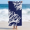 Beach Towel Backpack, Coral Navy Blue 2 in 1 Soft Absorbent Beach ...