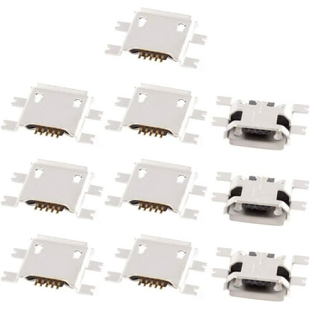 10 Pcs Micro USB Type B Female Socket 180 Degree 5-Pin SMD SMT ...