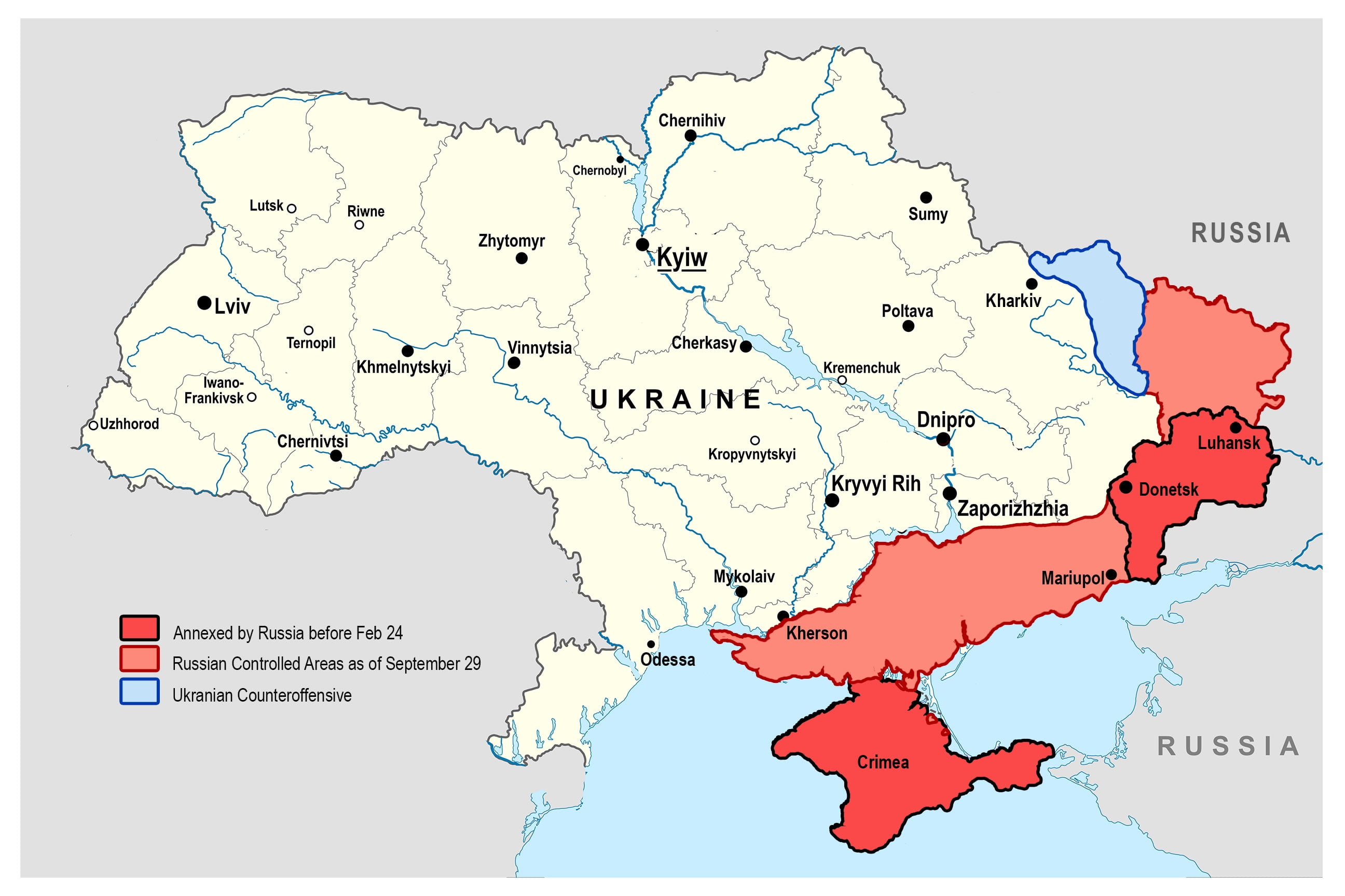 36x24in Map of Russo-Ukraine Conflict. Illegal Annexation, Ukrainian ...