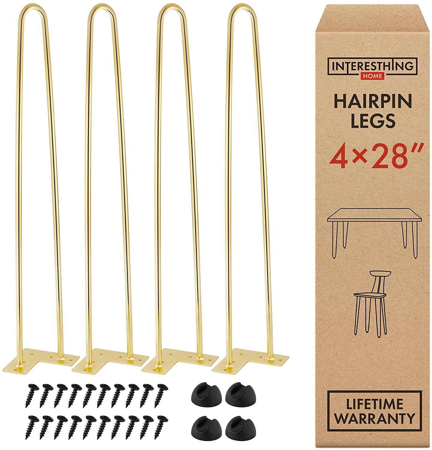 Heavy Duty Metal Coffee Table Legs 28" with Screws and Hairpin Legs ...