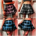 FEOYA Gothic Skirts for Women Plaid Pleated Skirt High Waist Punk ...