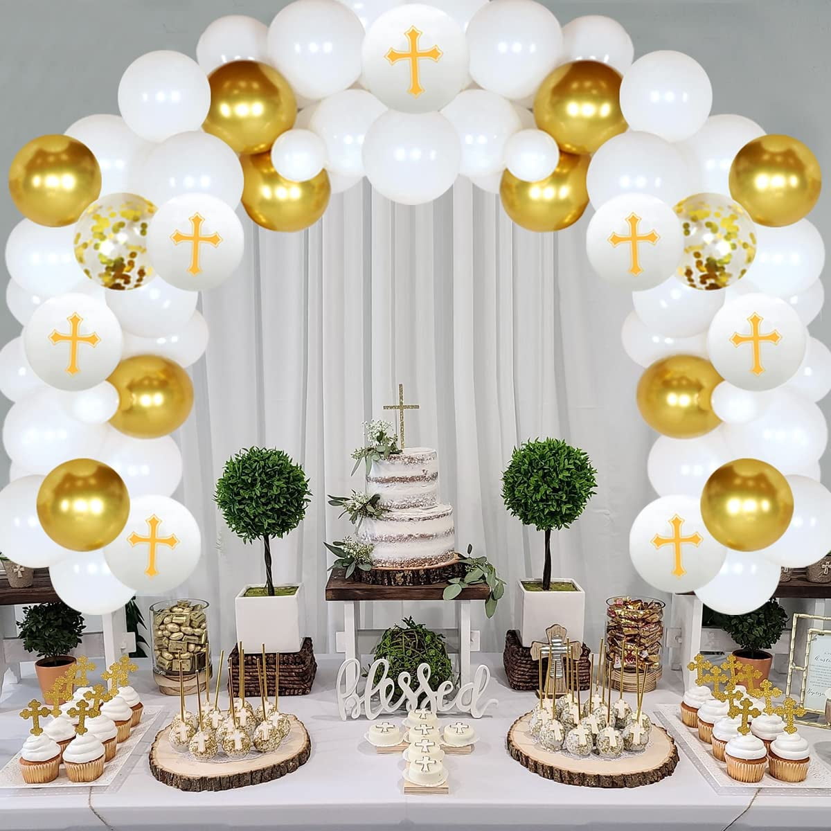 Baptism Party Decorations White and Gold First Holy Communion ...