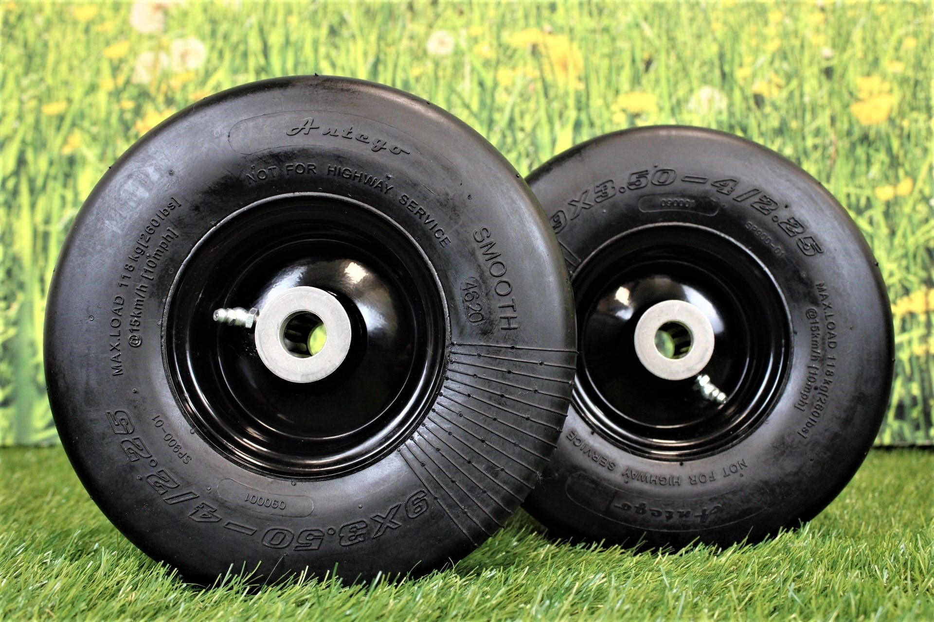 Antego Tire and Wheel 9x3.50-4 Flat Proof, Smooth Semi Pneumatic Tire ...