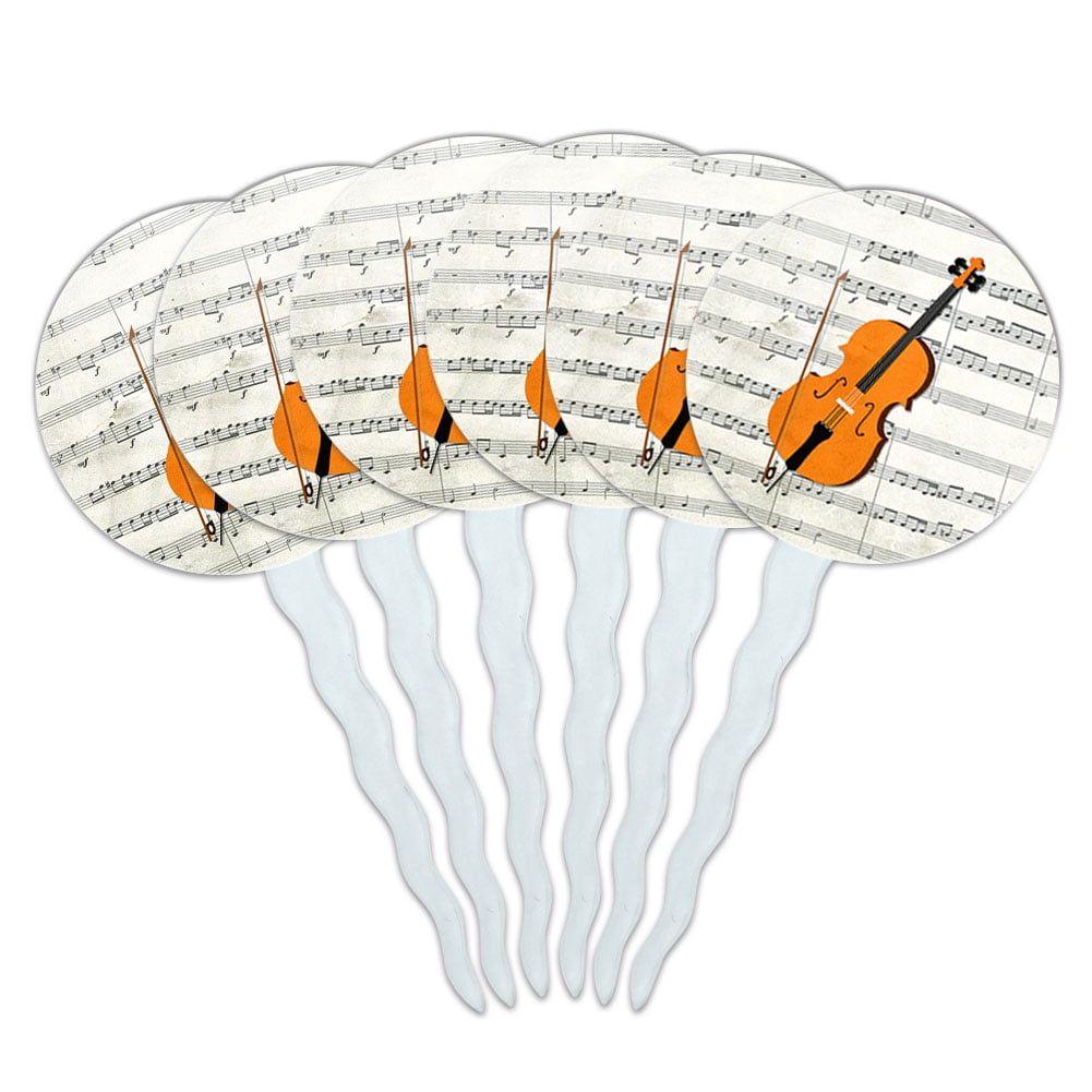 Cello Sheet Music Notes Treble Clef Cupcake Picks Toppers - Set of 6 ...