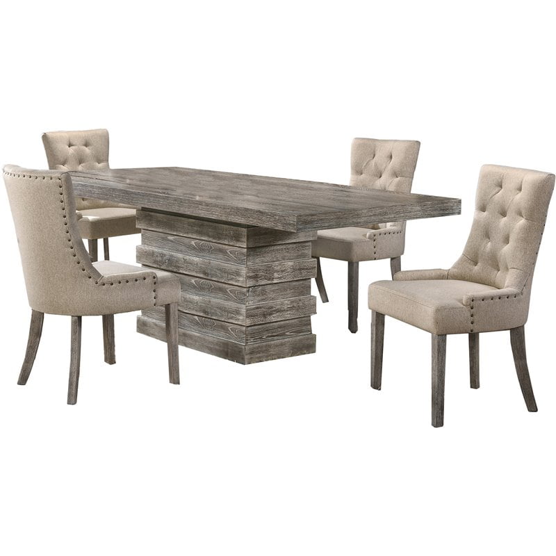 Best Master Furniture 5 Piece Rectangular Wood Dining Set in Mocha ...