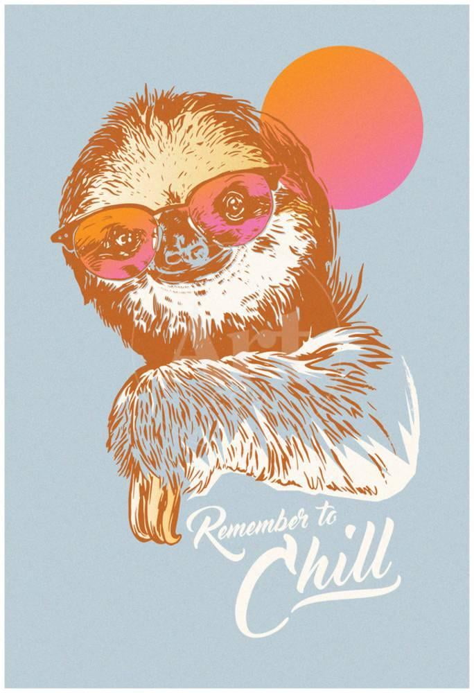 Remember To Chill Sunset Sloth, Unframed Poster Wall Art Sold by Art ...