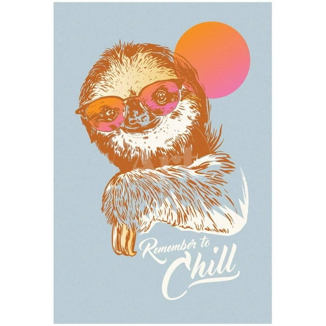 Remember To Chill Sunset Sloth, Unframed Poster Wall Art Sold by Art ...