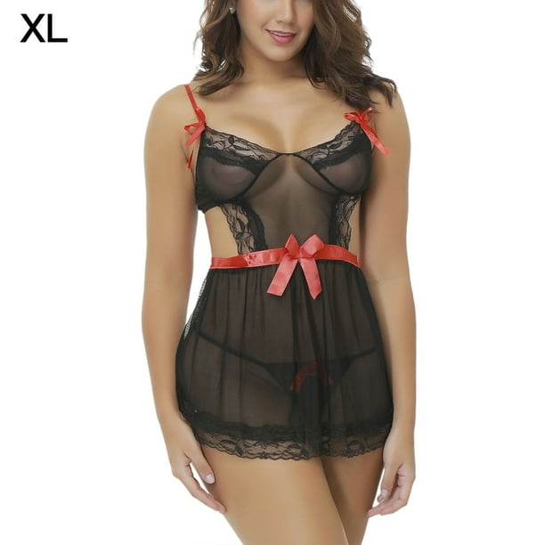 Encantadora ropa de dormir de encaje para mujer Vestido de malla Perspectiva Lencería Ropa de ...