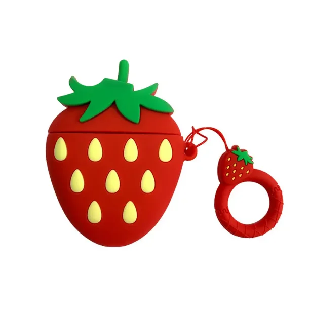 Soft Silicone Cute Cartoon Strawberry Shape Design BT Earphone Case For ...