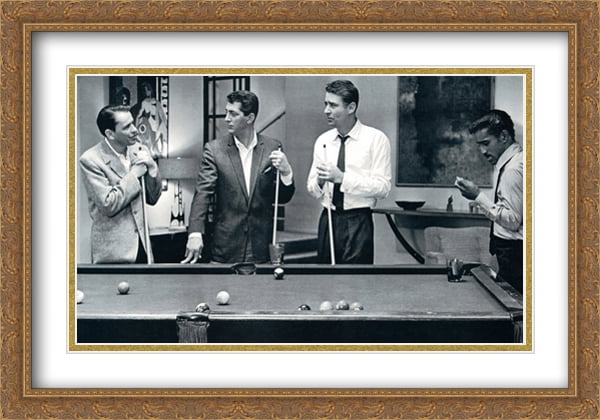 Rat Pack - Pool 40x28 Double Matted Large Gold Ornate Framed Movie Star ...