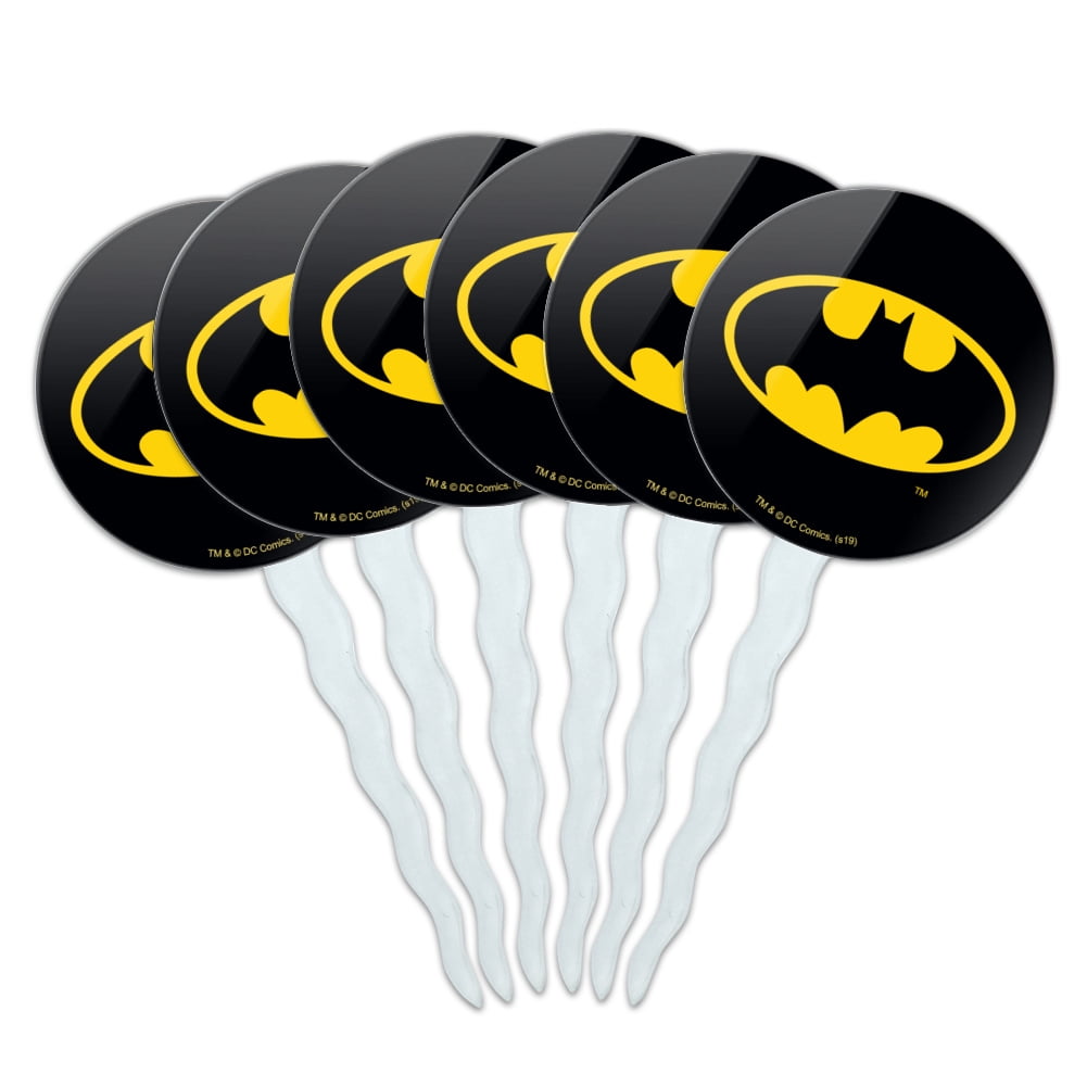 Batman Classic Bat Shield Logo Cupcake Picks Toppers Decoration Set of ...