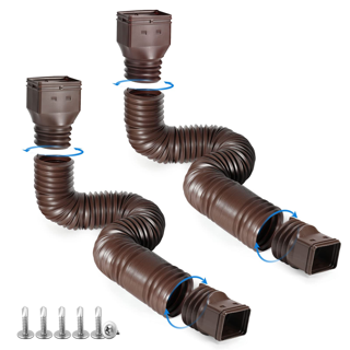 Brown Flexible Downspout Extension Gutter Connector Rainwater Drainage ...