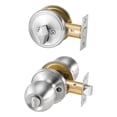 Secure Satin Nickel Front Door Lock Set with Deadbolt and Knob, Single ...