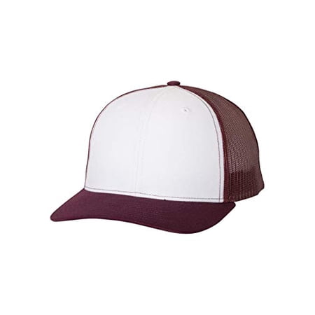 RICHARDSON White/Maroon 112 Mesh Back Trucker Cap Snapback Hat ...
