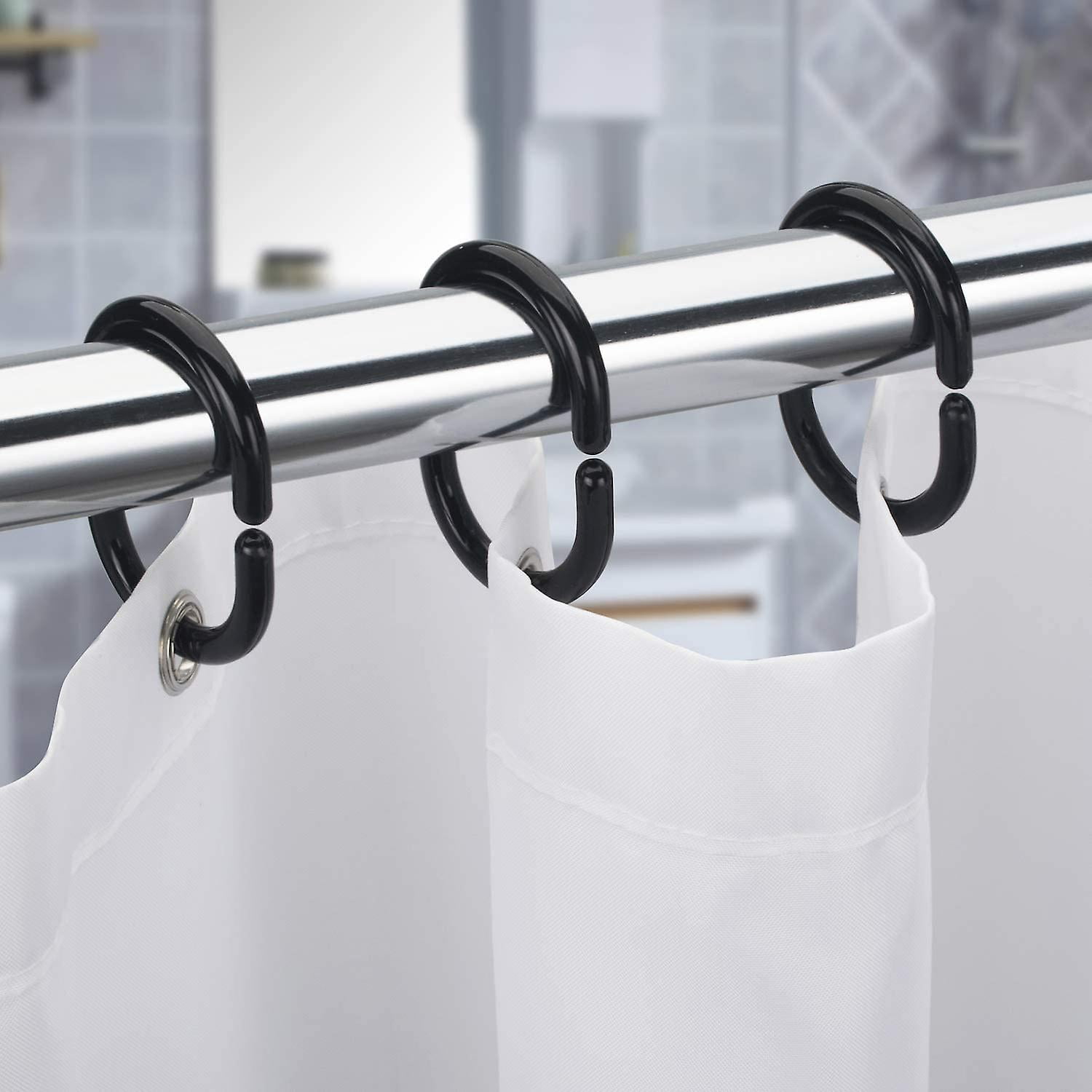Black shower curtain hooks store