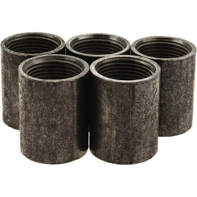 5 Pack 1" Class 150 Black-Finish Malleable Iron Pipe Couplings ...