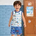 Afdoent Boys Clothing Sets Kids Cartoon Print Summer Outfit Soft Knit ...
