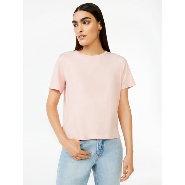 Free Assembly Women's Crop Box Tee with Short Sleeves, Sizes XS-XXXL ...