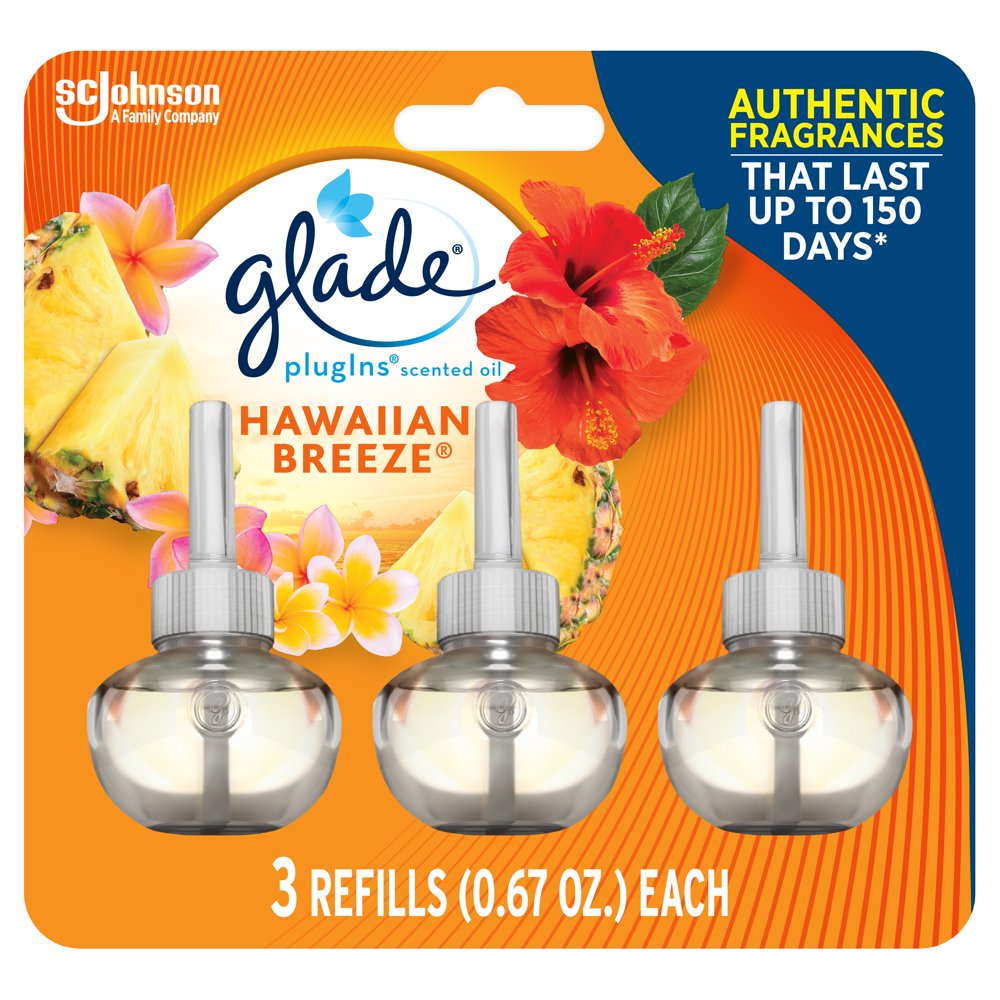 Glade PlugIns Refill 3 CT, Hawaiian Breeze, 2.01 FL. OZ. Total, Scented ...