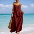 AJGRHE Women's 2026 Summer Linen Maxi Dress Contrast Spaghetti Strap ...
