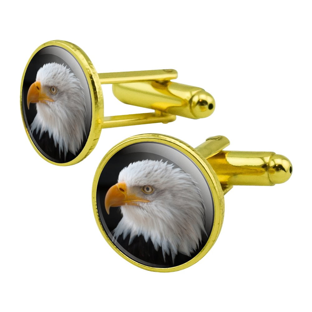 Stoic Bald Eagle Round Cufflink Set Gold Color - Walmart.com