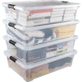 Saedy 50 L Plastic Under Bed Storage Bin with Wheels, 4 Pack Clear ...