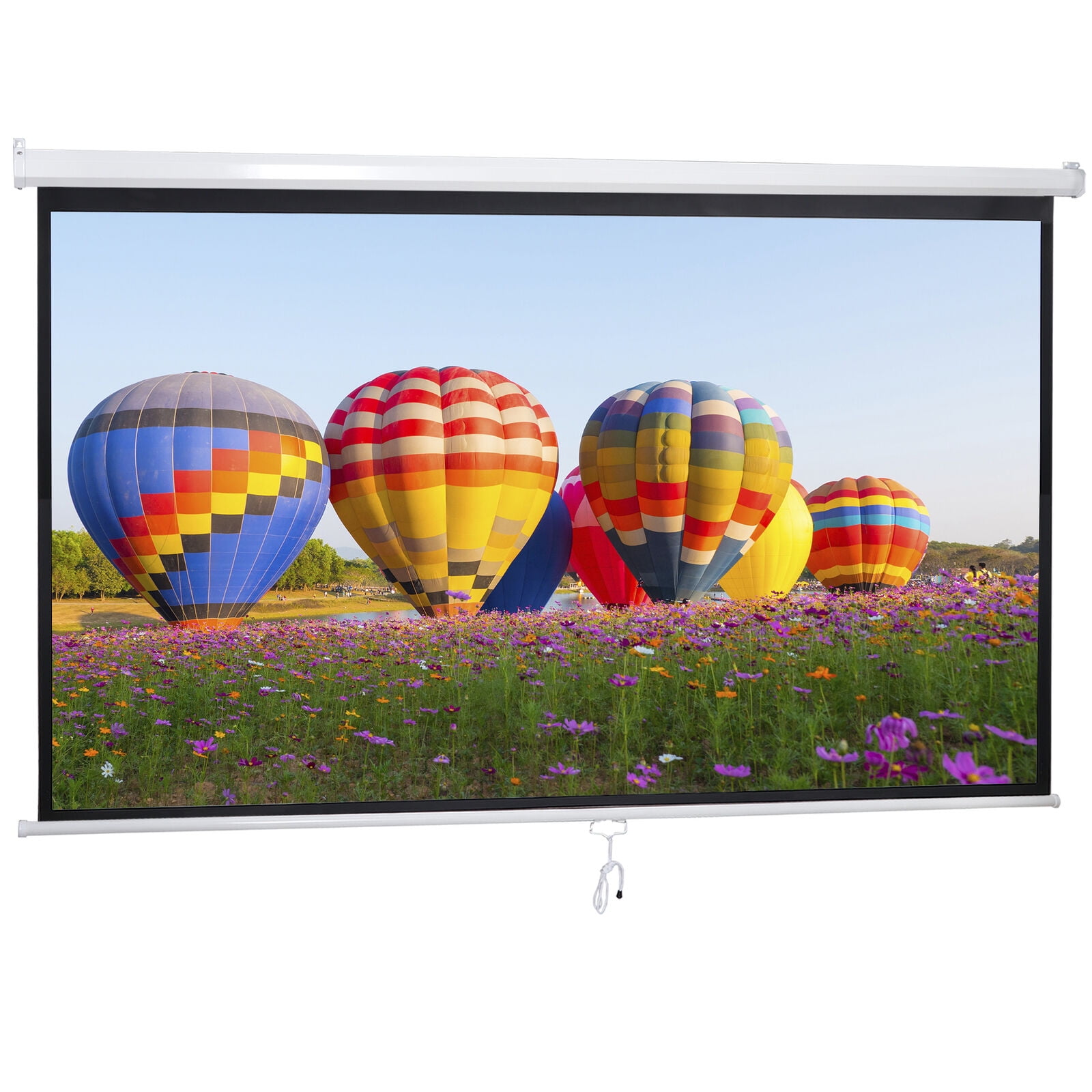 100 Inch Manual Pull Down Projector Screen | 16:9 Home Theater Movie ...